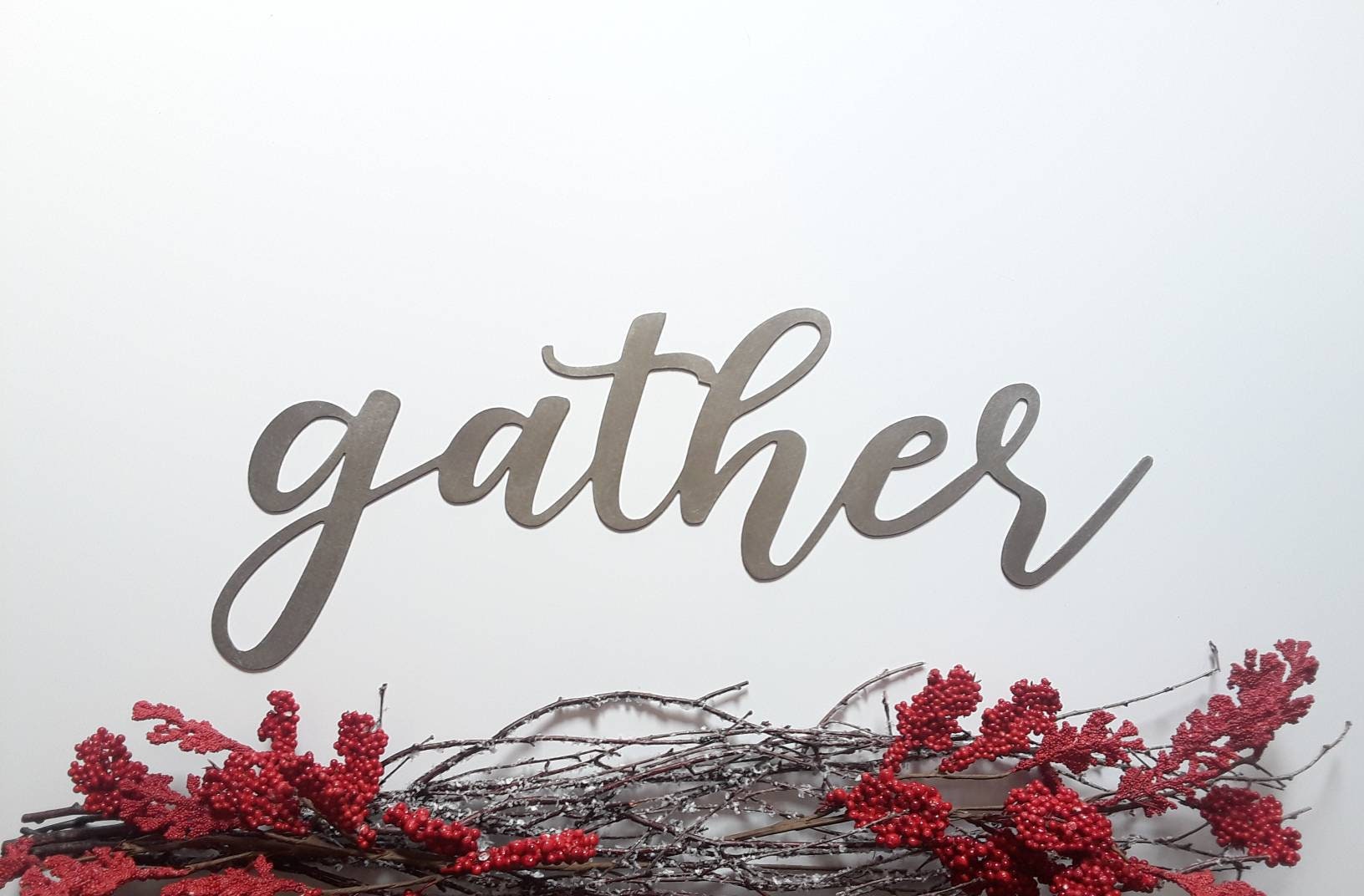 Gather Sign Dining Room Decor Cursive Word Gather Script | Etsy