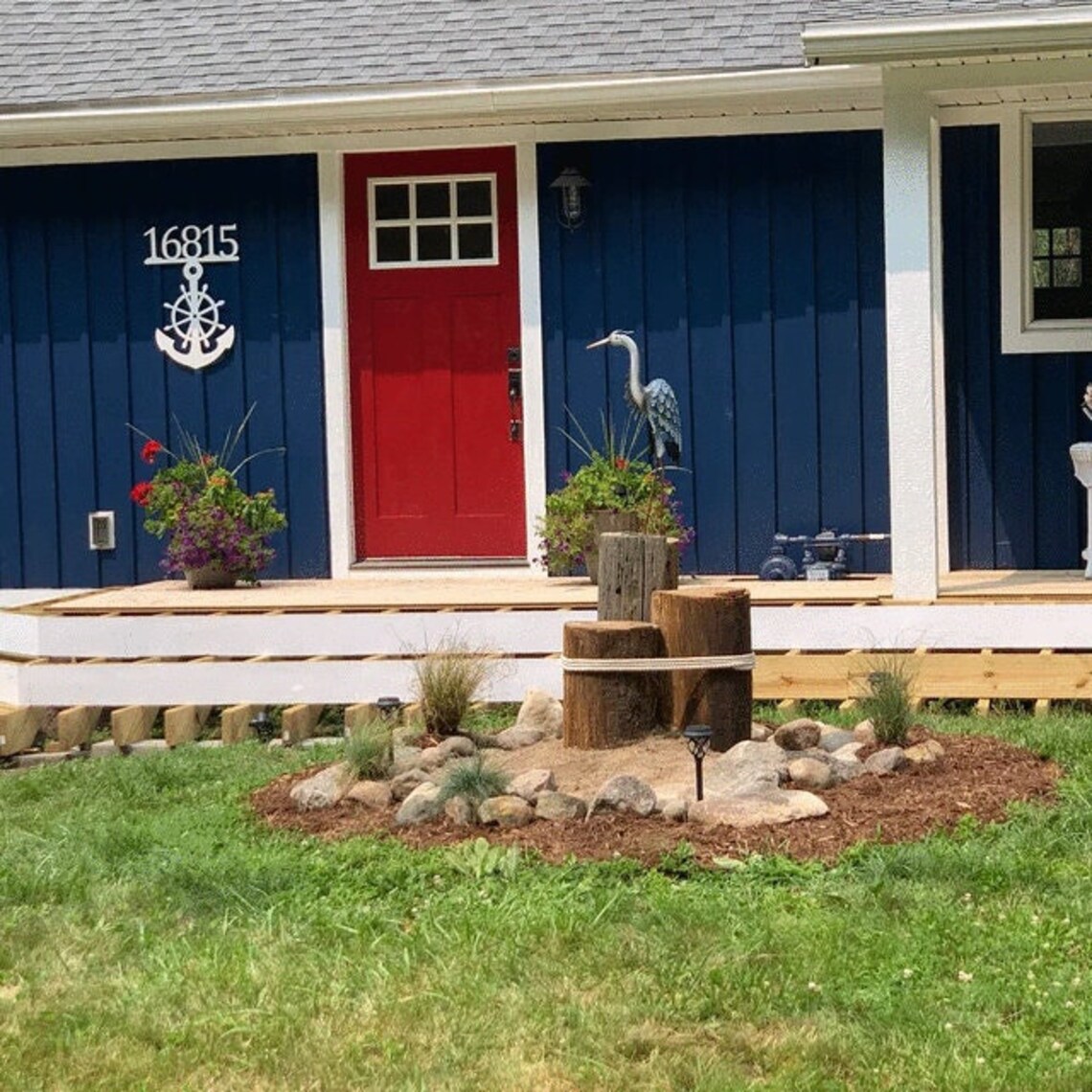 Anchor Address Sign | House Numbers | Nautical Sign | Lake House Sign ...