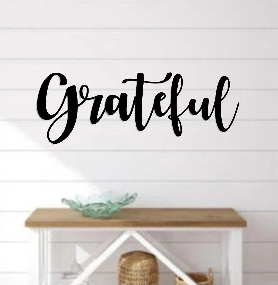 Grateful Sign | Metal Grateful Sign | Cursive Grateful Sign | Script ...