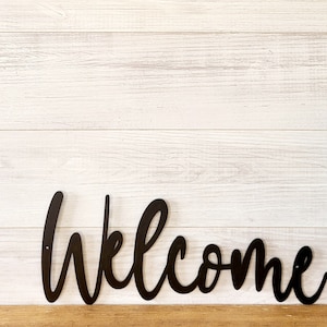 Welcome Sign Cursive Welcome Sign Metal Wall Sign Custom Metal Wall Art ...