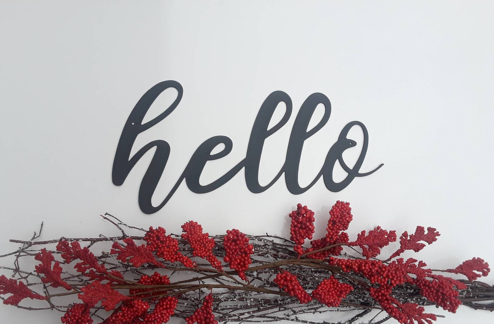 Hello Metal Sign Hello Entryway Sign Hello Cursive Metal | Etsy