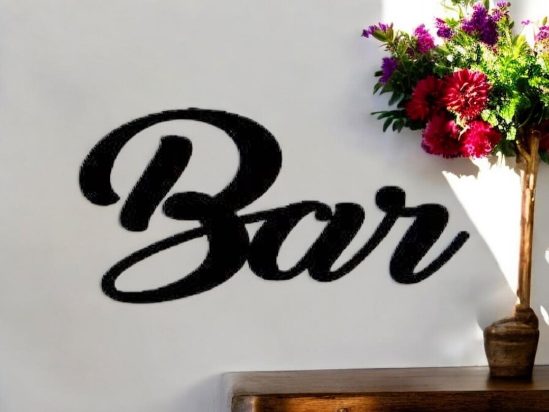 Bar Sign | Cursive Bar Sign | Metal Cursive Bar Sign | Bar Script Word ...