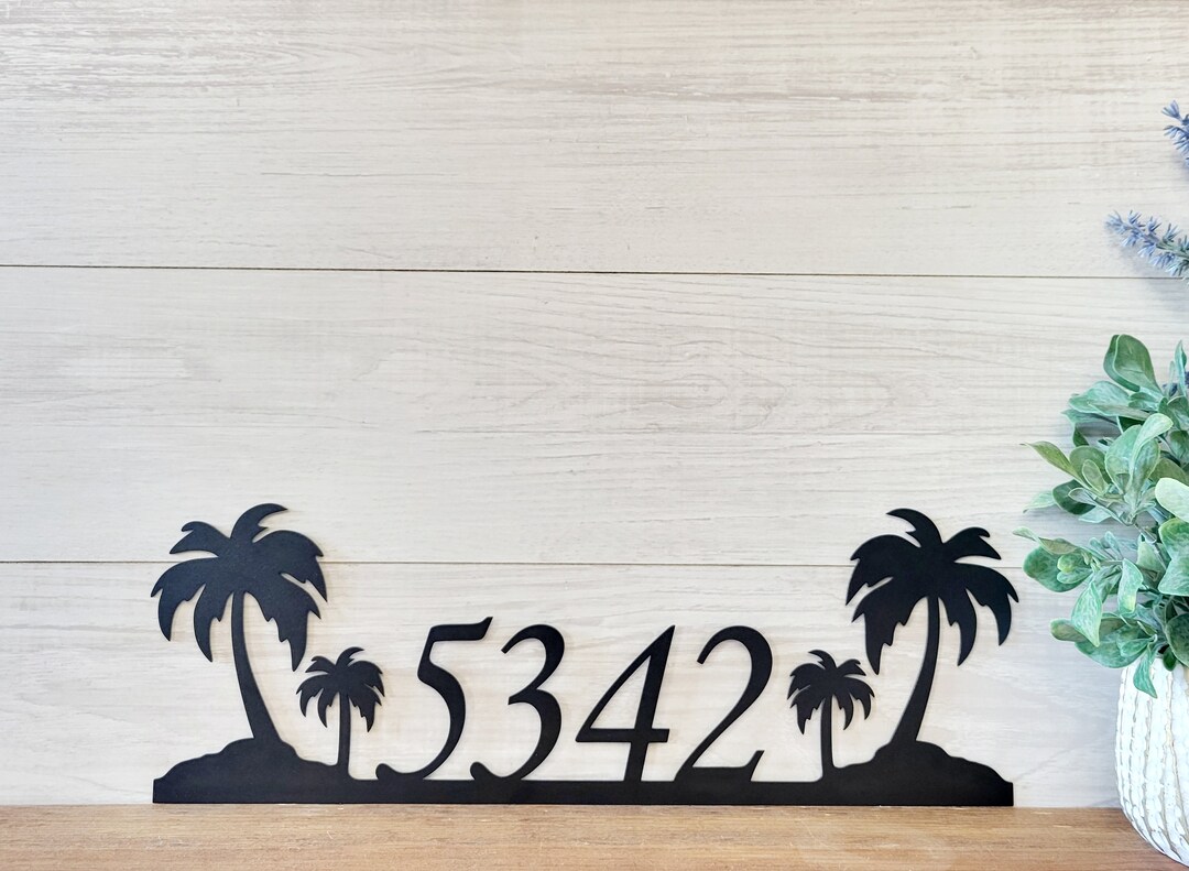 Palm Tree Address Sign Horizontal Address Sign Beach House - Etsy