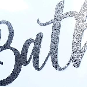 Bath Sign | Cursive Bathroom Sign | Metal Bath Sign | Cursive Word Sign ...