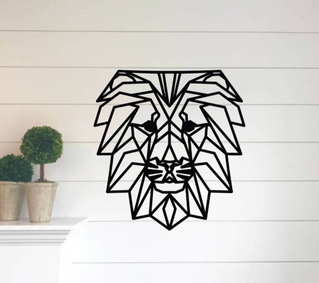 Geometric Lion Head Sign Lion Head Sign Geometric Lions - Etsy