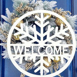 Snowflake Welcome Sign | Personalized Winter Door Hanger | Family Name ...