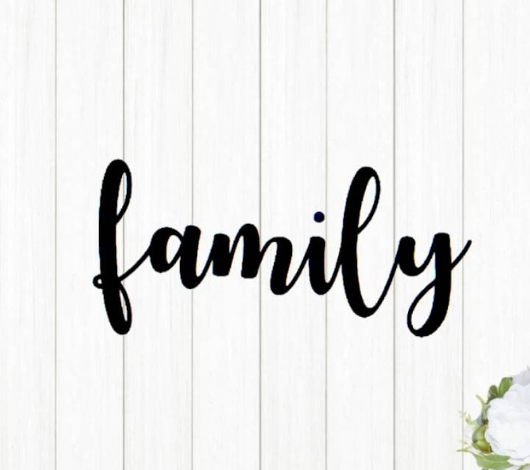 Family Metal Sign Home Decor Cursive Word Sign Family Sign Family ...