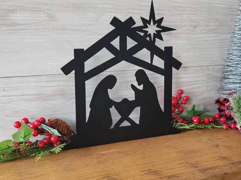 Metal Nativity Sign Christian Nativity Manger Scene - Etsy