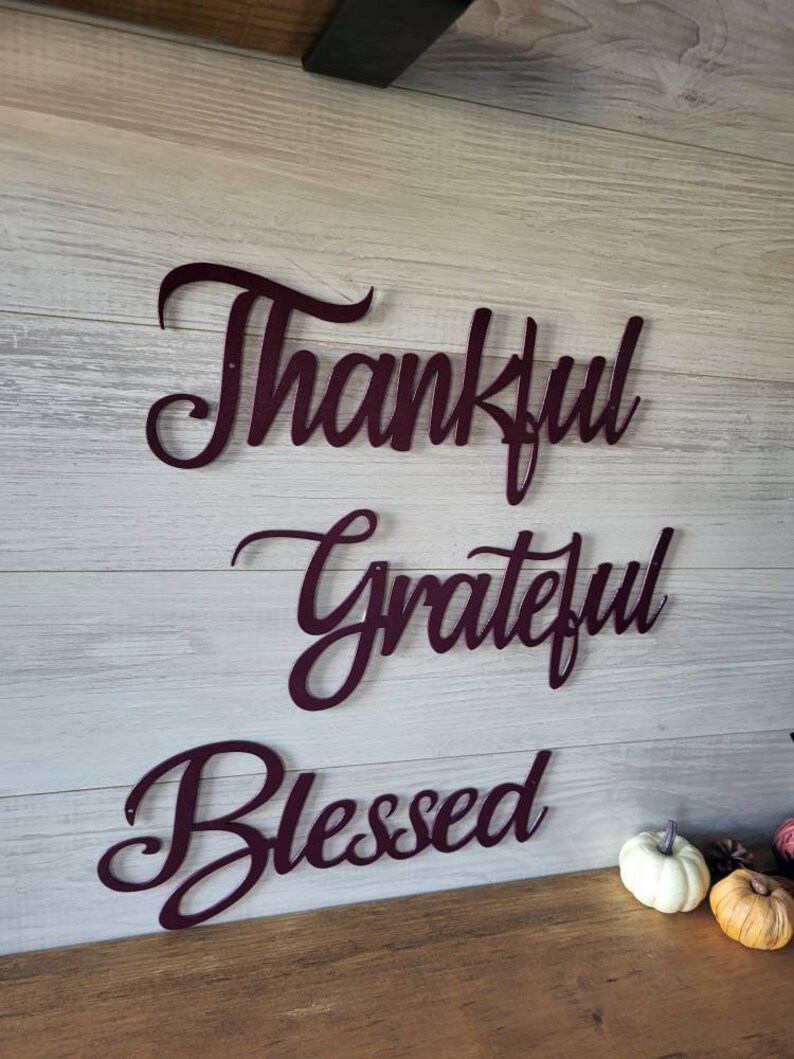 Thankful Grateful Blessed Signs Metal Thankful Sign - Etsy