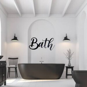 Bath Sign | Cursive Bathroom Sign | Metal Bath Sign | Cursive Word Sign ...