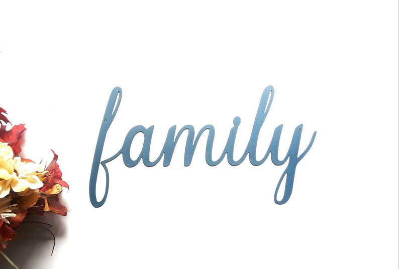 Family Metal Sign Home Decor Cursive Word Sign Family Sign - Etsy