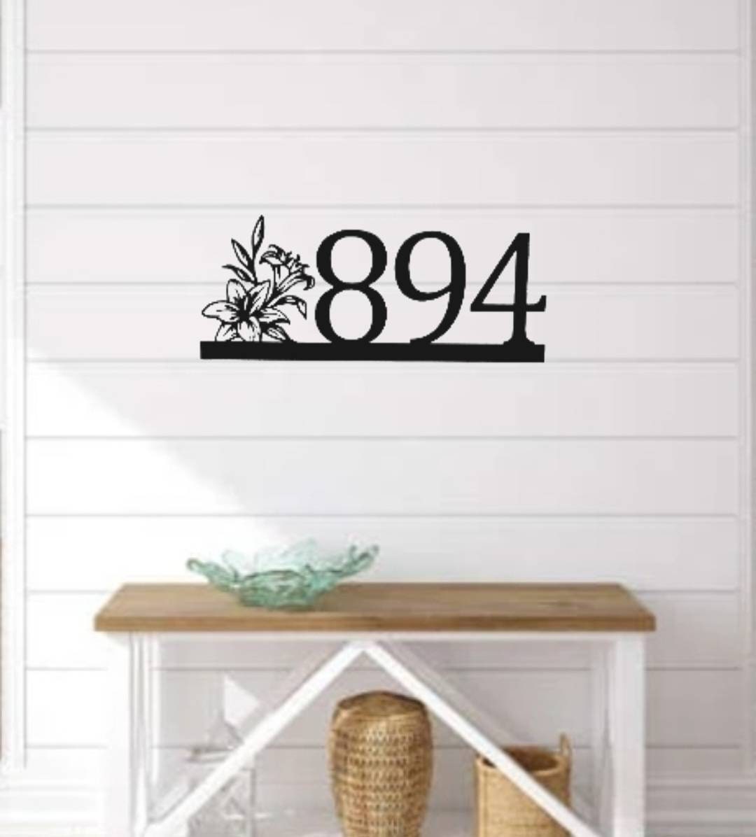 Lily Flower Address Sign | Horizontal Address Sign | Flower House ...