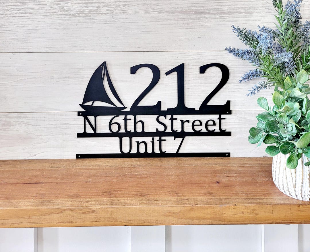 Sailboat Address Sign | Nautical Address Sign | Large House Numbers ...