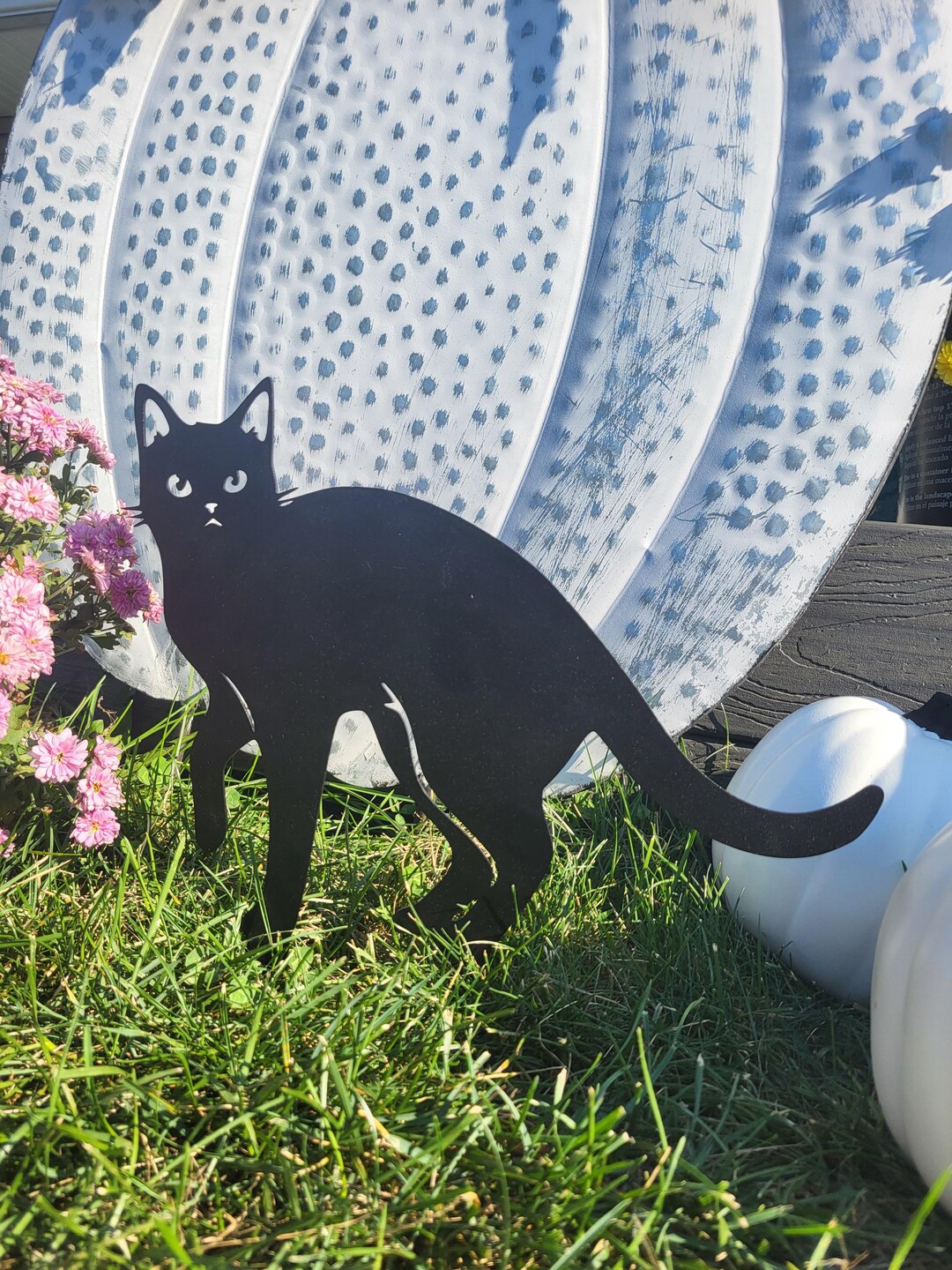 Black Cat Yard Stakes | Metal Cat Yard Sign | Black Cat Garden Sign ...