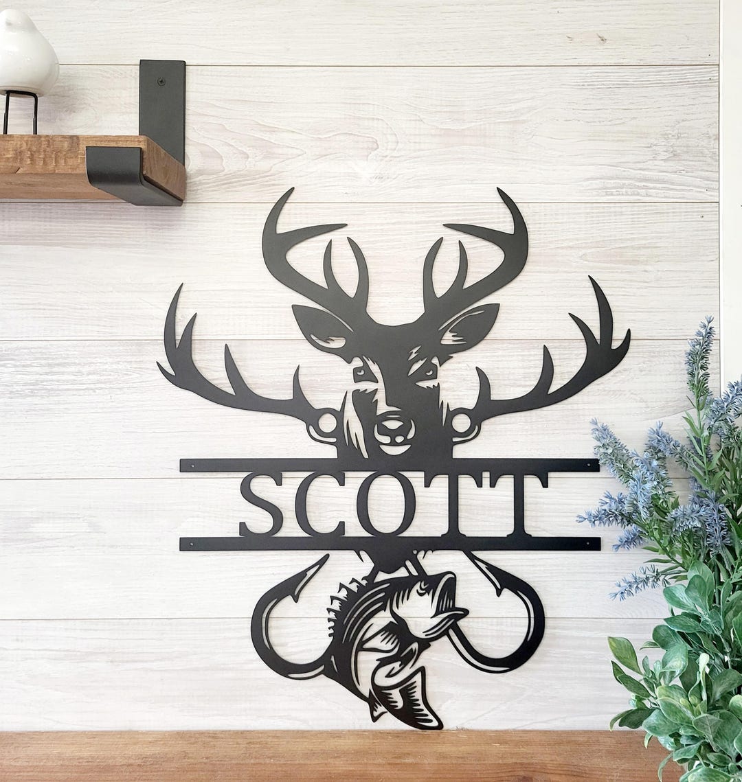 Personalized Deer Sign | Fish Sign | Last Name Sign | Metal Deer and ...