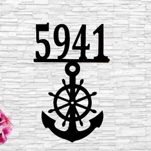 Anchor Address Sign Nautical House Numbers Steel Lake Ocean River ...