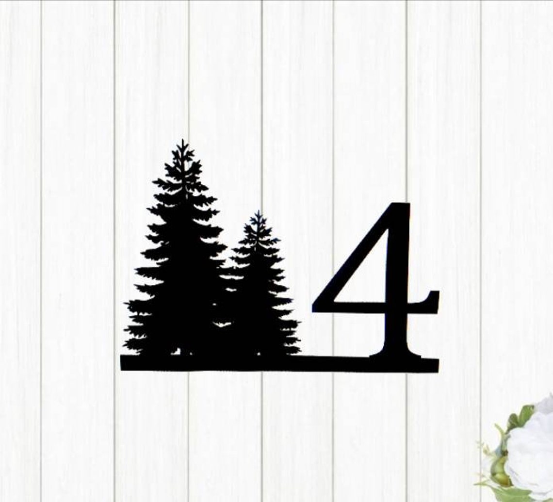 Rustic Address Sign Pine Tree Sign House Numbers Metal - Etsy