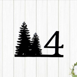 Rustic Address Sign | Pine Tree Sign | House Numbers | Metal Address ...