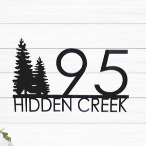 Rustic Address Sign | Pine Tree Sign | House Numbers | Metal Address ...
