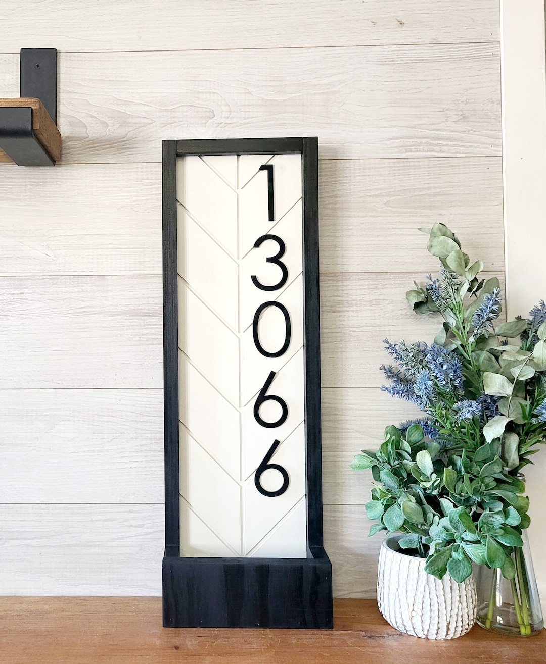 Chevron Address Sign | Planter Box Address Plaque | Flower Pot Address ...