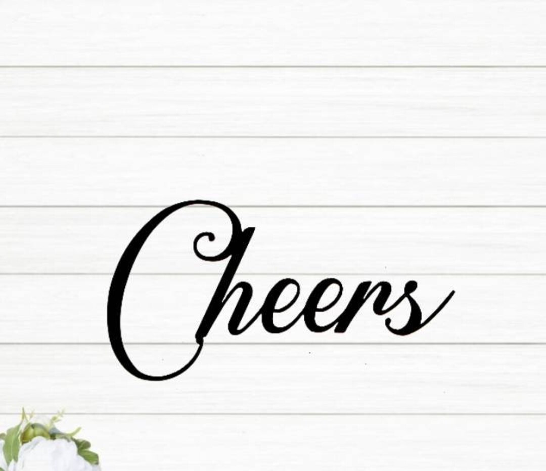 Cheers Sign | Metal Cheers Sign | Script Cheers Sign | Script Font Bar ...
