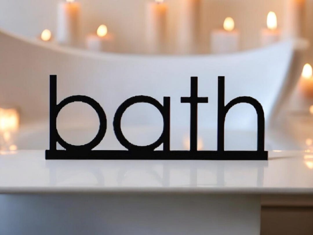 Freestanding Bath Sign | Modern Metal Bathroom Decor | Restroom Sign ...