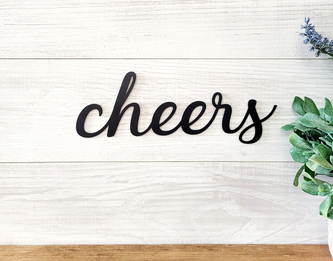 Cheers Sign | Metal Cheers Sign | Script Cheers Sign | Script Font Bar ...