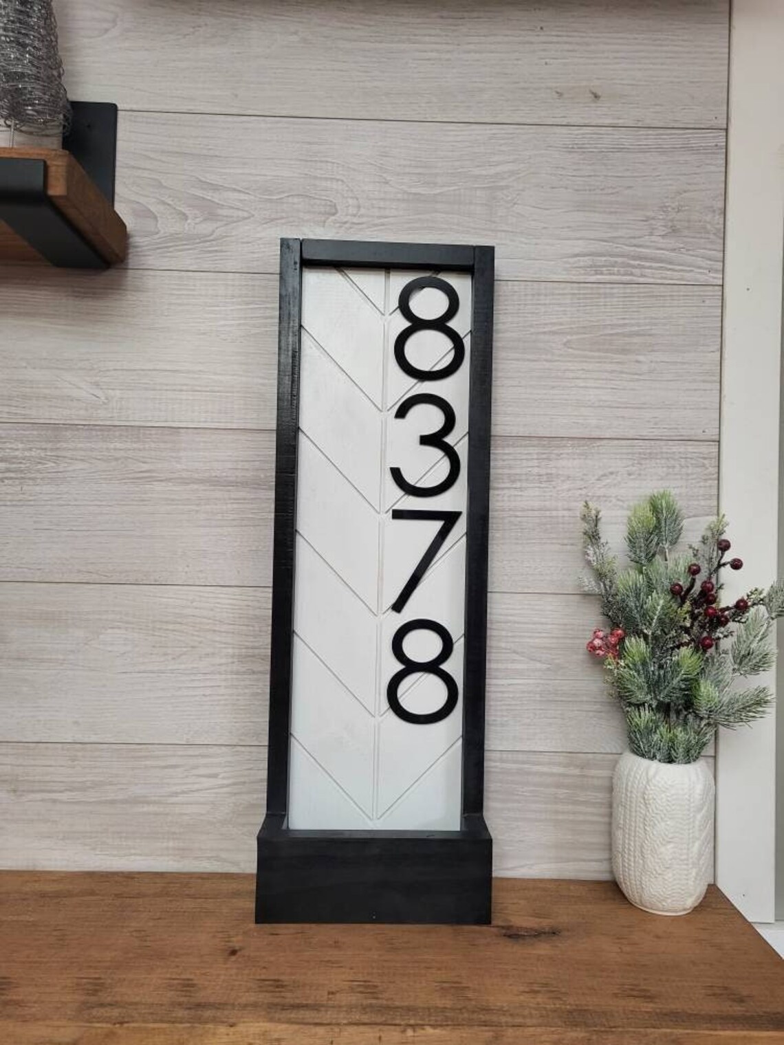 Chevron Address Sign | Planter Box Address Plaque | Flower Pot Address ...