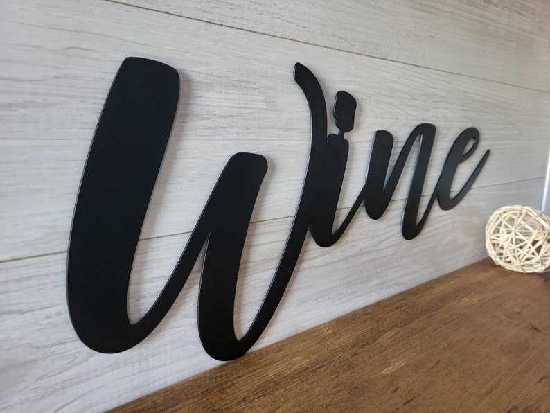 Wine Sign Metal Wine Sign Cursive Wine Sign Kitchen - Etsy