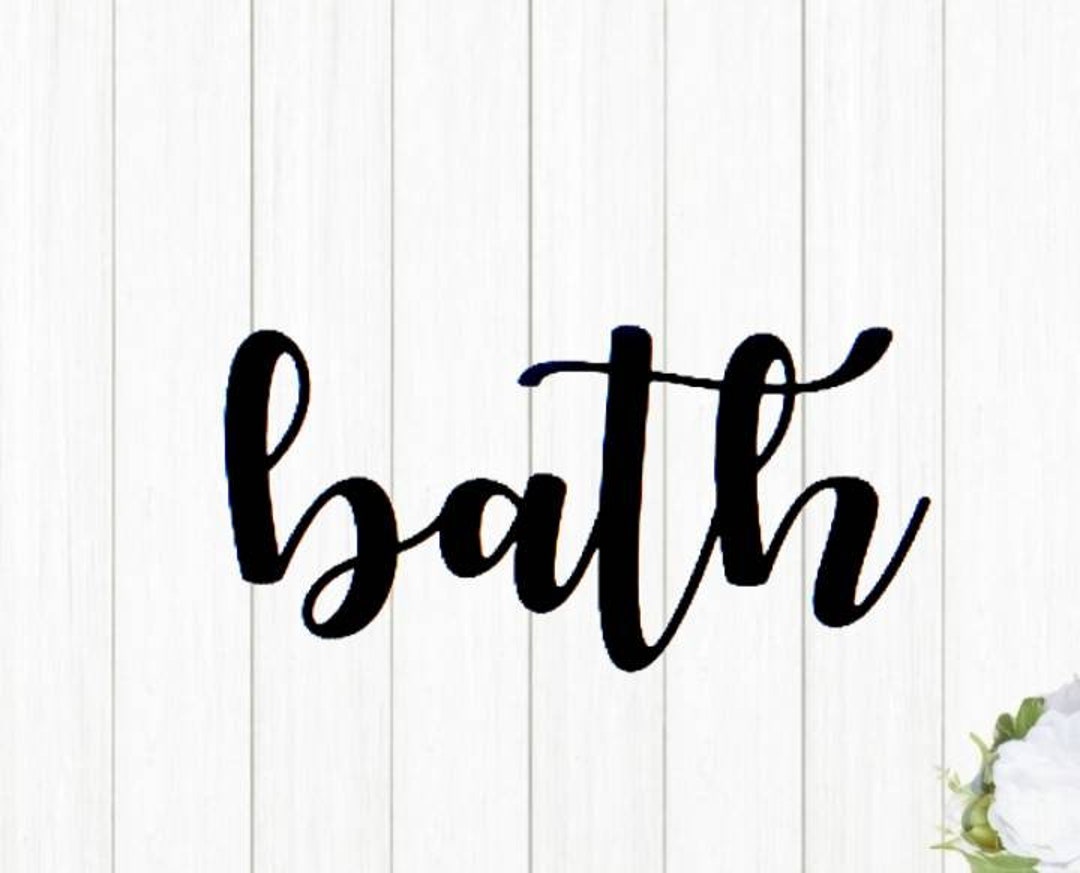 Bath Sign | Cursive Bathroom Sign | Metal Bath Sign | Cursive Word Sign ...