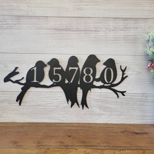 Birds on a Limb House Number Address Metal Sign Metal Art Handmade Any ...