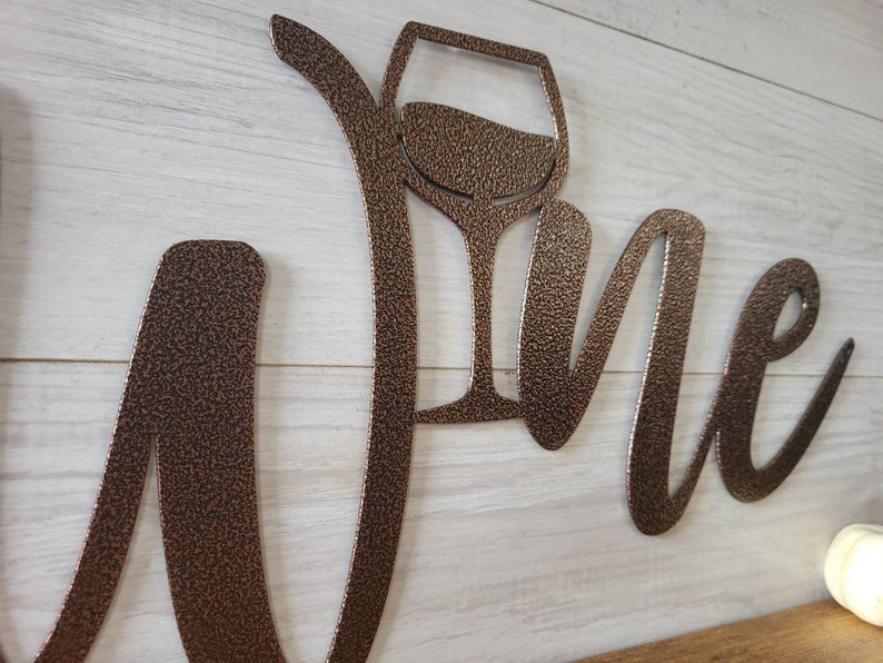 Wine Sign Metal Wine Glass Sign Cursive Wine Sign - Etsy