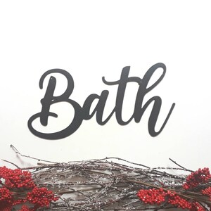 Bath Sign | Cursive Bathroom Sign | Metal Bath Sign | Cursive Word Sign ...
