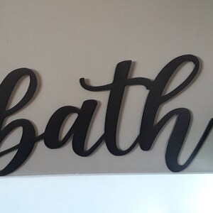 Bath Sign | Cursive Bathroom Sign | Metal Bath Sign | Cursive Word Sign ...