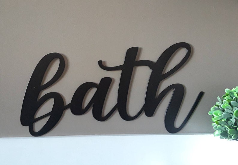 Bath Sign Cursive Bathroom Sign Metal Bath Sign Cursive - Etsy