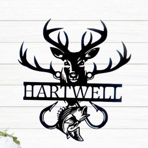 Personalized Deer Sign | Fish Sign | Last Name Sign | Metal Deer and ...
