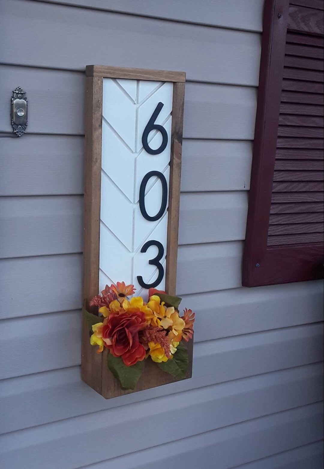 Chevron Address Sign Planter Box Address Plaque Flower Pot - Etsy