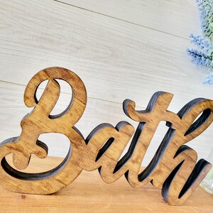Free Standing Bath Sign | Cursive Bathroom Sign | Wood Bath Sign ...