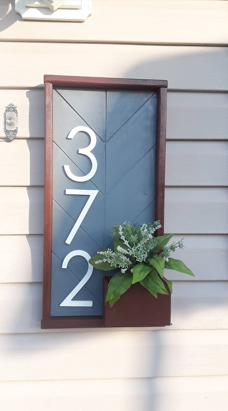 Chevron Address Sign Planter Box Address Plaque Flower Pot | Etsy