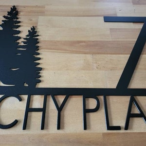 Rustic Address Sign | Pine Tree Sign | House Numbers | Metal Address ...