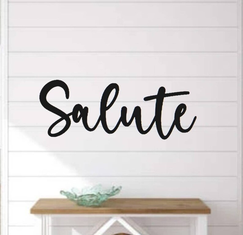 Salute Sign Metal Salute Sign Script Salute Sign Steel - Etsy