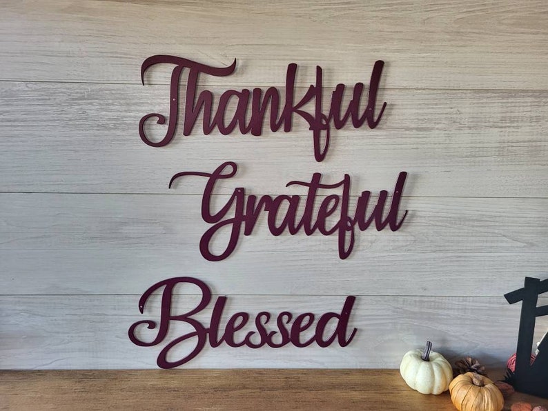 Thankful Grateful Blessed Signs Metal Thankful Sign - Etsy