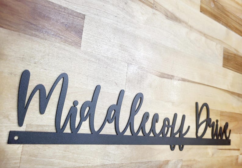 Cursive Address Sign | Modern House Numbers | Street Name Sign | Metal ...