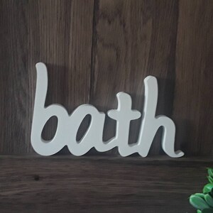 Bath Sign Cursive Bathroom Sign Wood Bath Sign Cursive - Etsy