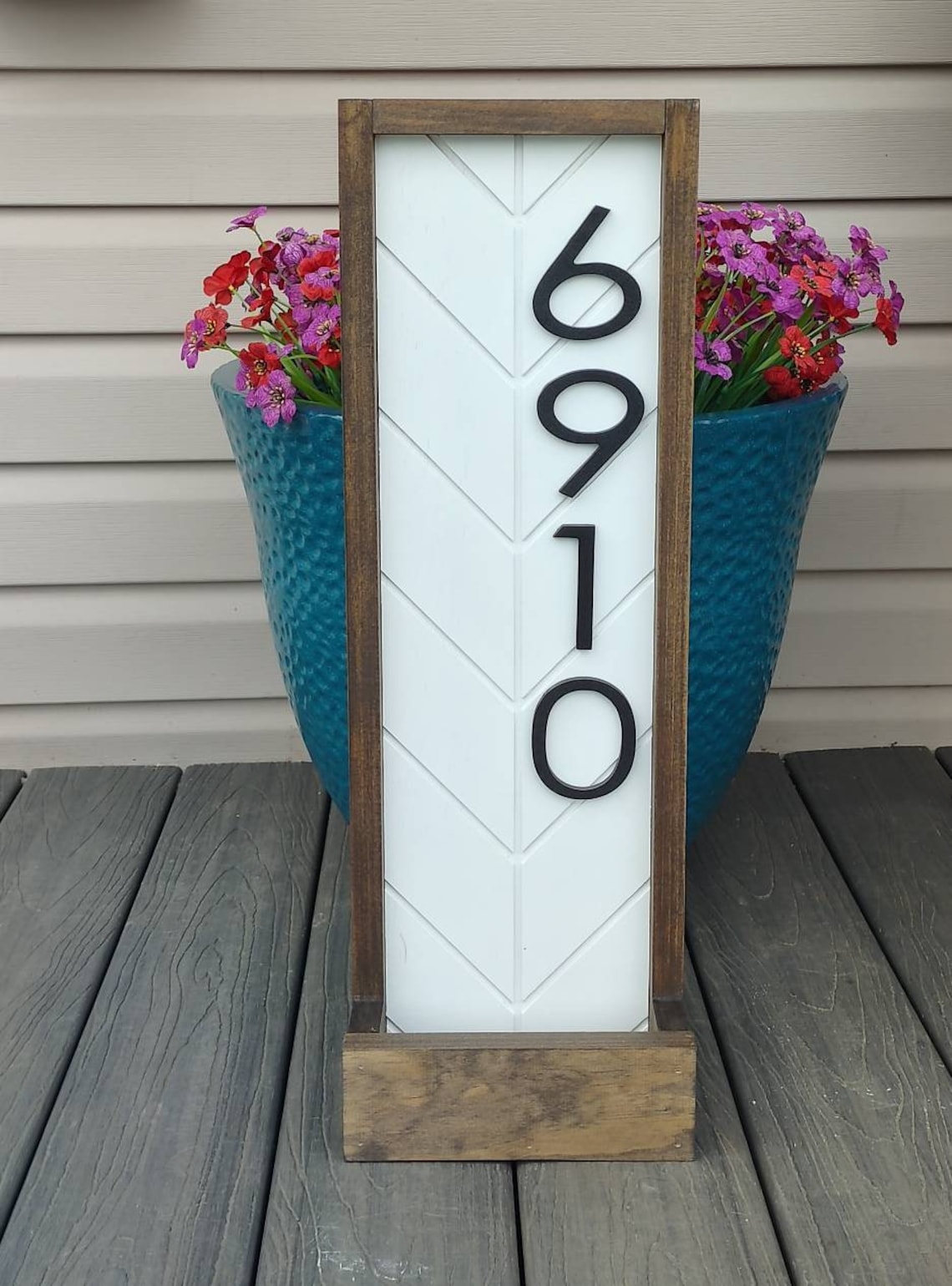 Chevron Address Sign Planter Box Address Plaque Flower Pot - Etsy