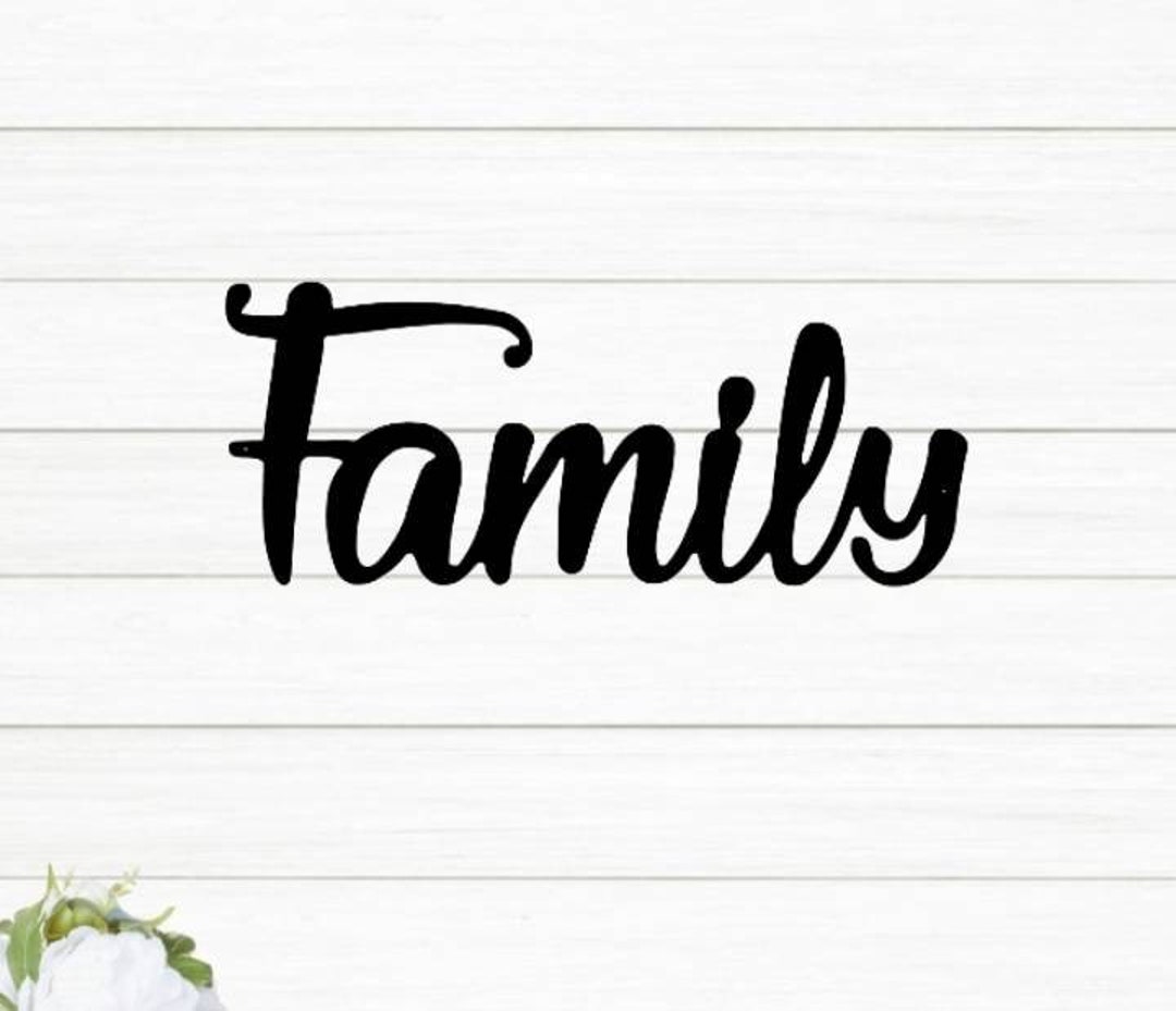 Family Metal Sign Home Decor Cursive Word Sign Family Sign Family ...