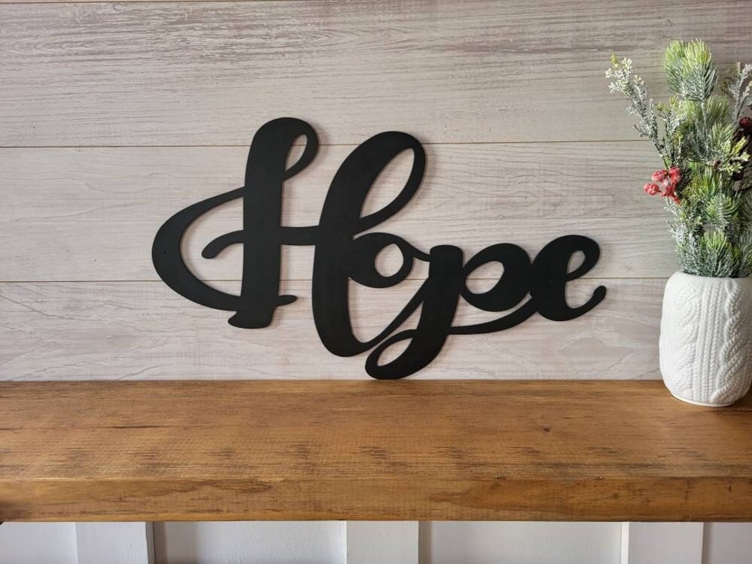 Cursive Hope Metal Sign | Rustic Word Art Decor - Etsy