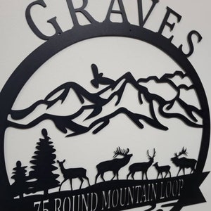 Personalized Elk Sign Elk Address Sign Outdoor Pine Tree Mountain Scene ...