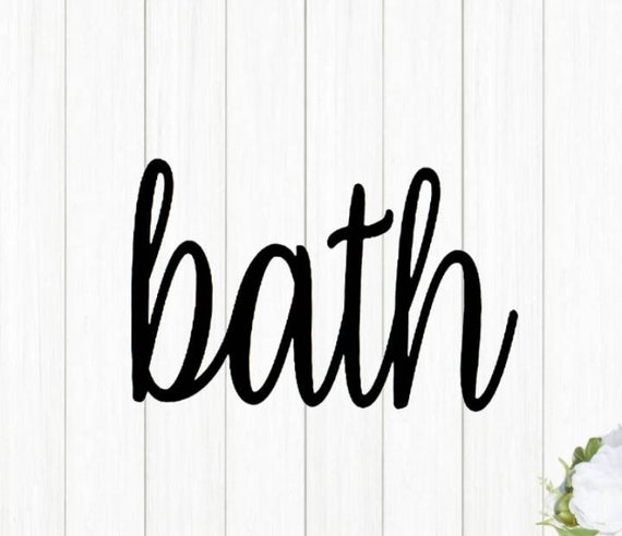 Bath Sign Cursive Bathroom Sign Metal Bath Sign Cursive | Etsy