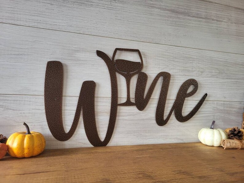 Wine Sign Metal Wine Glass Sign Cursive Wine Sign - Etsy
